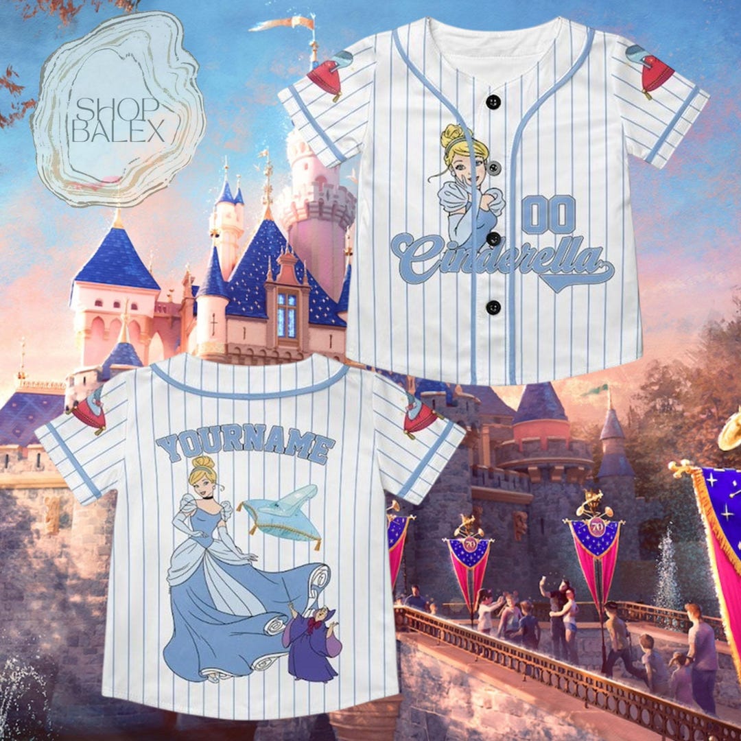 Custom Cinderella Baseball Jersey, Princess Jersey Shirt for Kids ...