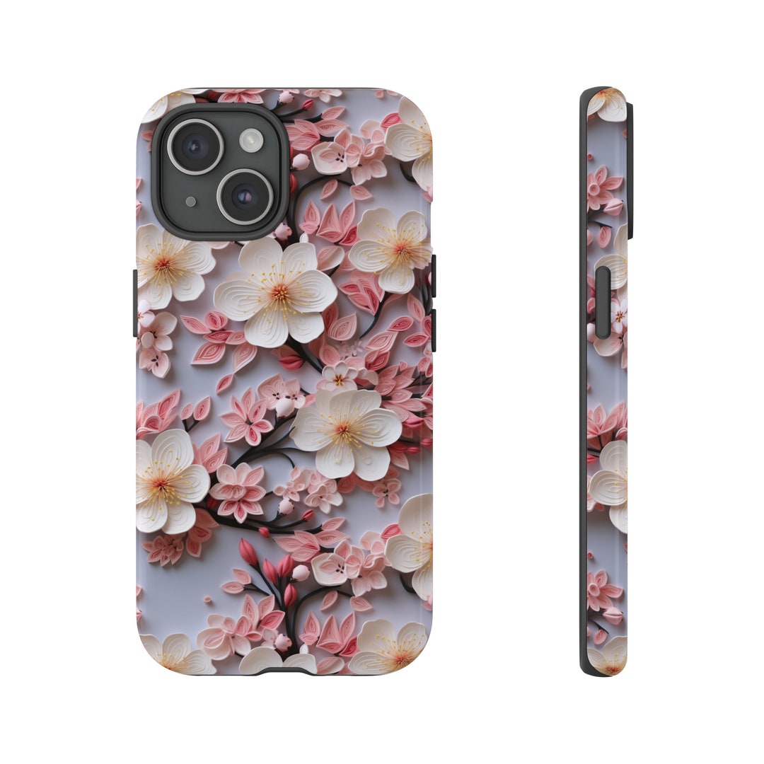 3D Paper Quill Japanese Cherry Blossom Phone Case Papercraft Pink ...