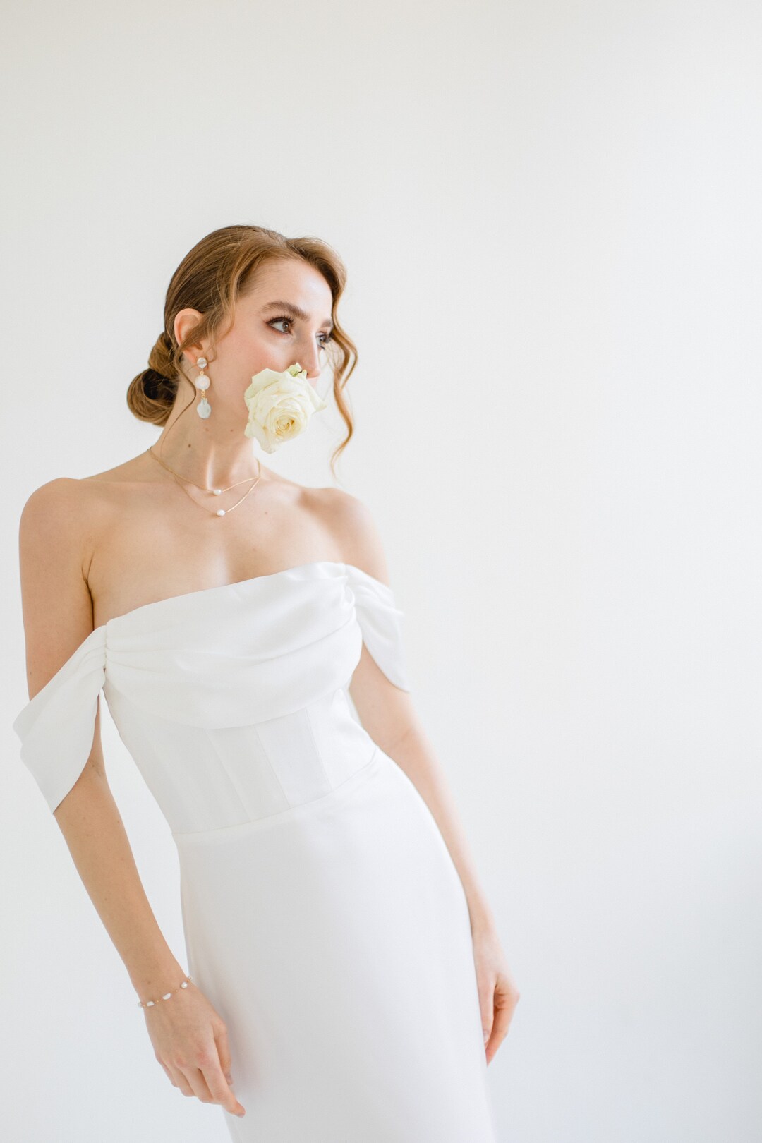 Satin Wedding Dress Modest Wedding Dress Minimalist Wedding Dress Civil ...