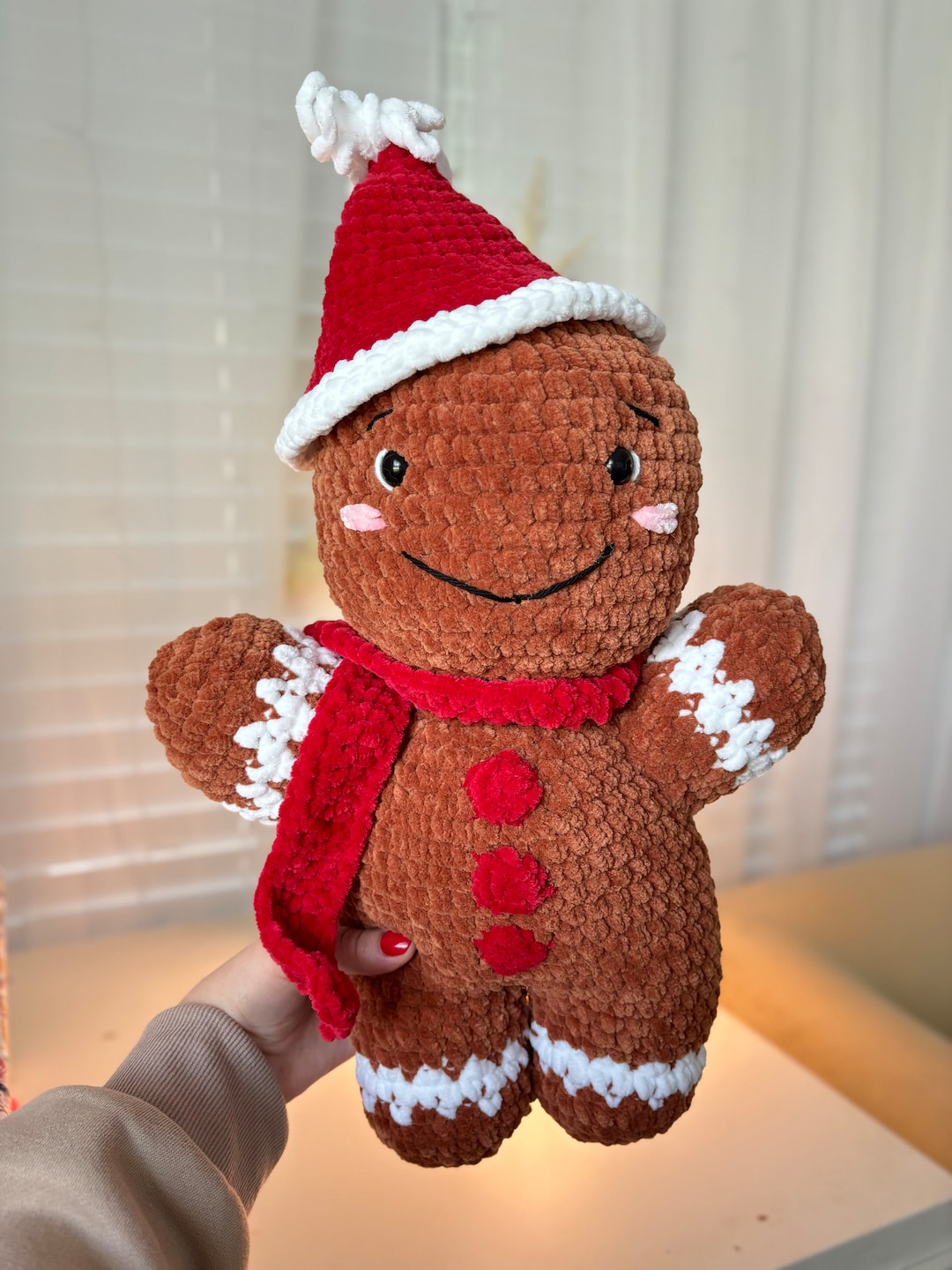 Jumbo Gingerbread Man Crochet Plushie - Etsy