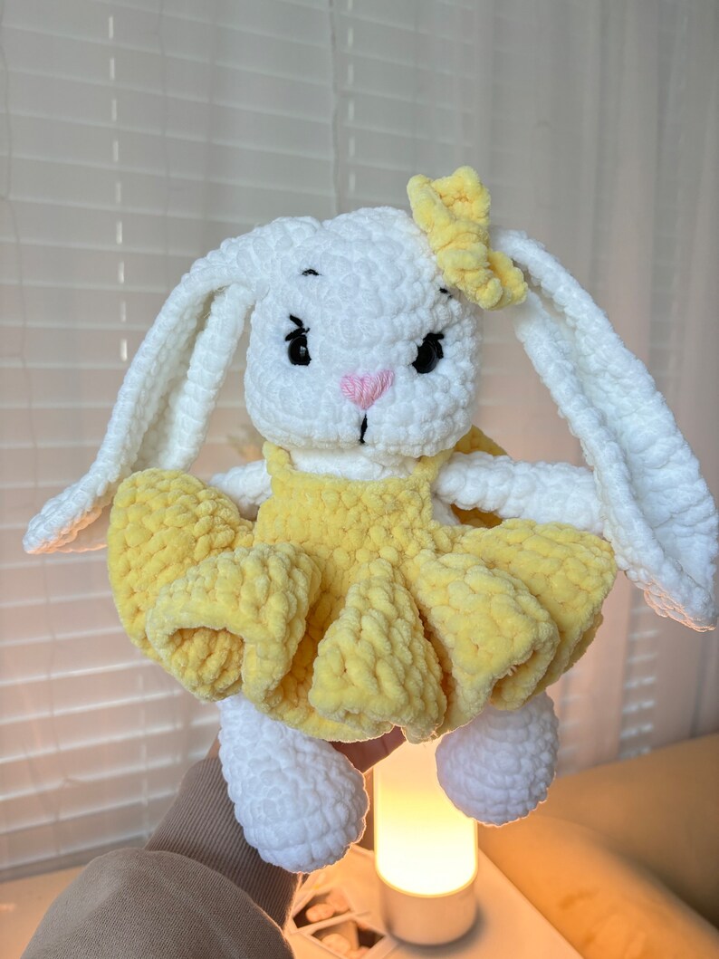Cute Bunny in Dress With Bow Crochet Plushie - Etsy