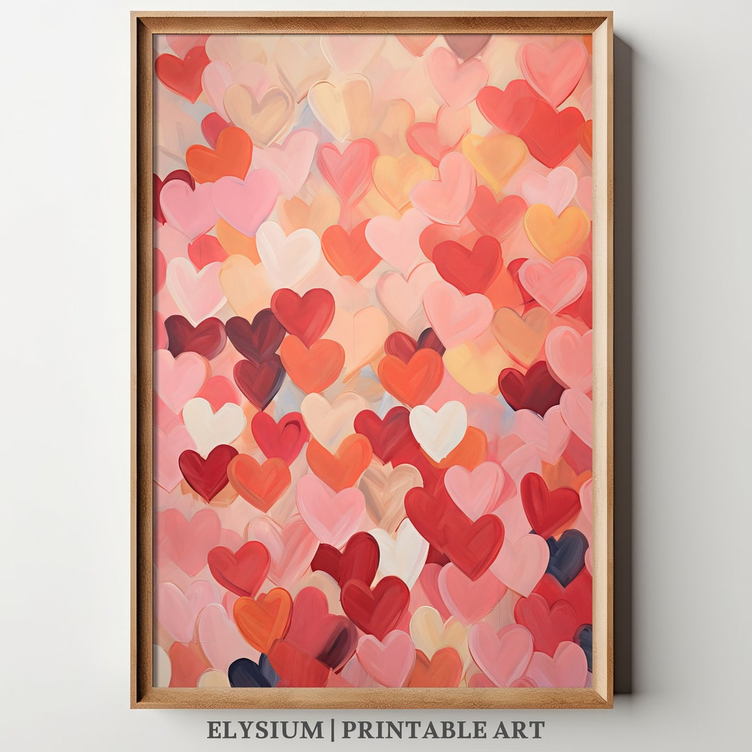 Printable Art of Hearts of Tender Colors Vintage Print Printable Wall ...