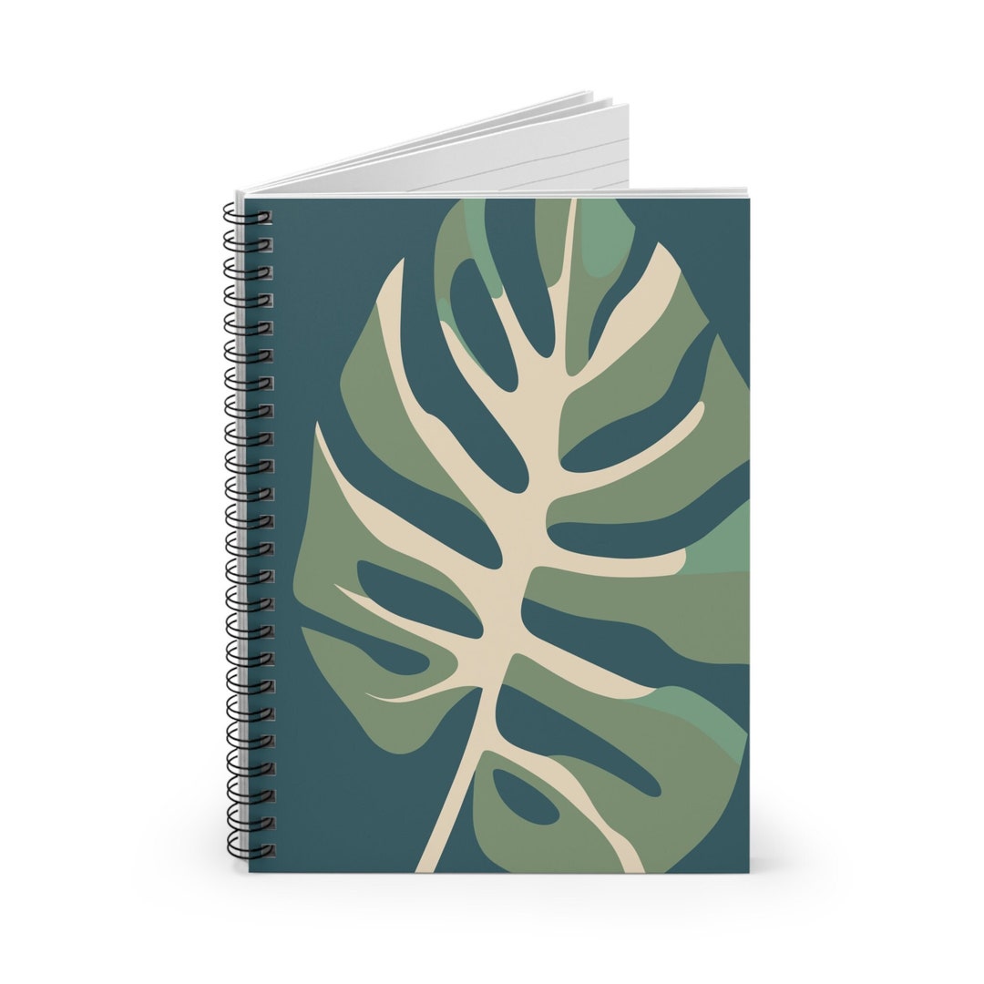 Tropical Plant Spiral Notebook, Monstera Leaf Journal, Modern Botanical ...