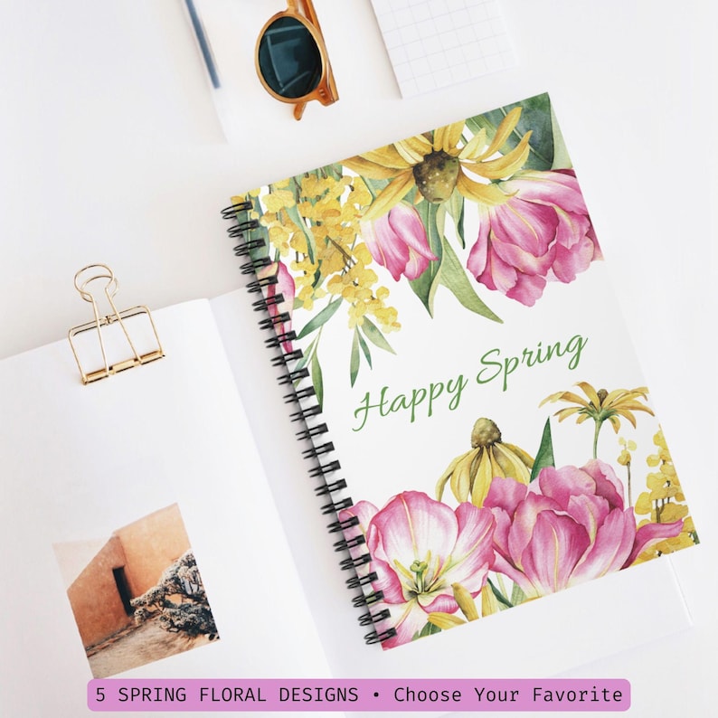 Spring Watercolor Floral Notebook: Coil Bound Botanical Journal Set - Etsy
