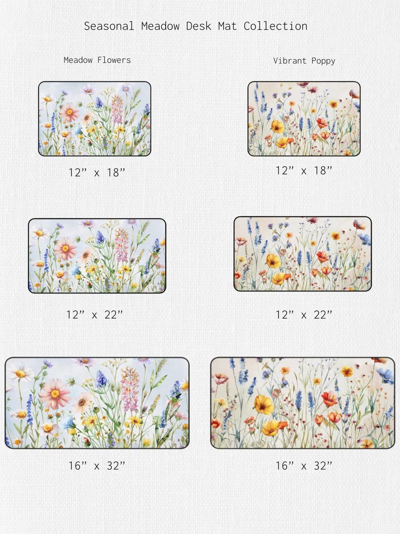 Seasonal Meadow Desk Mat, Wildflower Large Mouse Pad, Autumn Spring ...