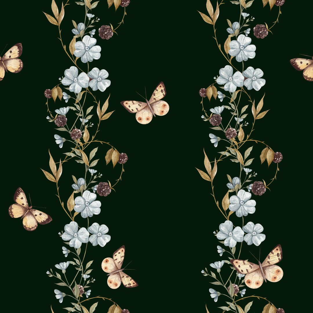 Dark Botanical Vine Wallpaper for Elegant Home Decor, Renter Friendly ...