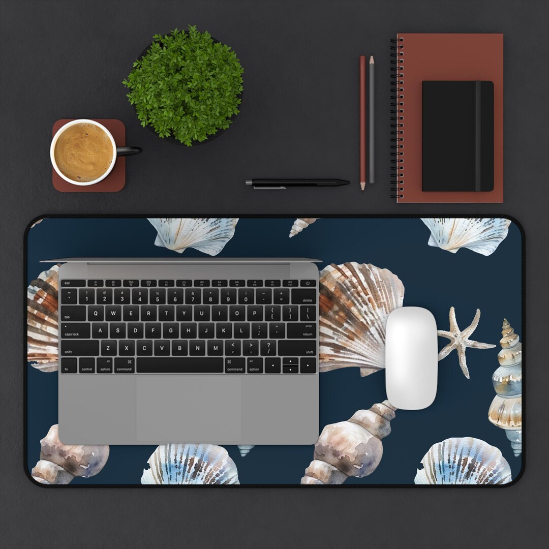 Coastal Seashell Desk Mat, Ocean-themed Mat for Home Office, Nautical ...