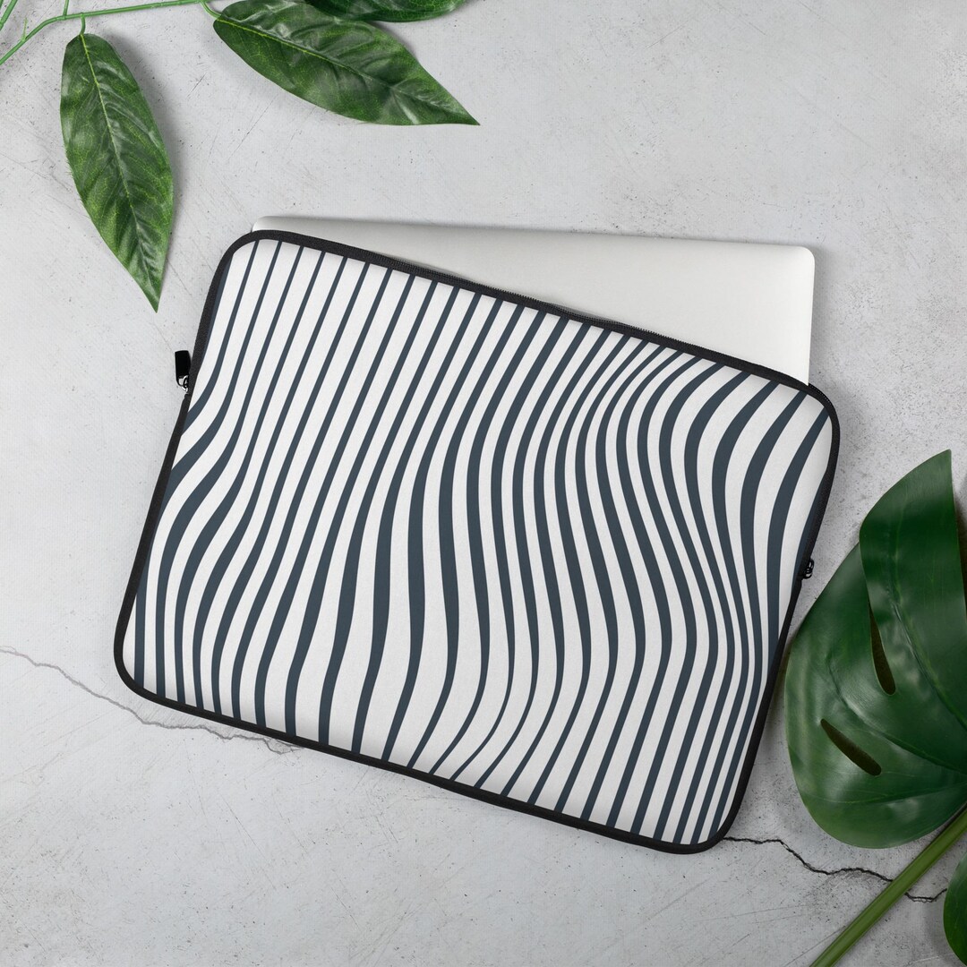 Wavy Distortion Laptop Case, Black and White Abstract Tech Sleeve - Etsy