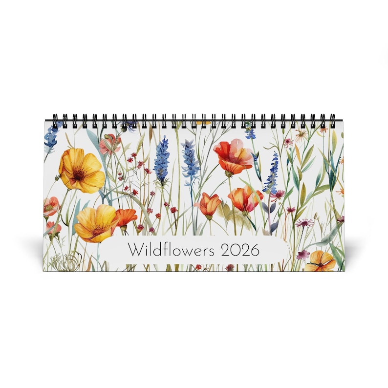 Watercolor Wildflower 2026 Desk Calendar | Floral Office Planner - Etsy