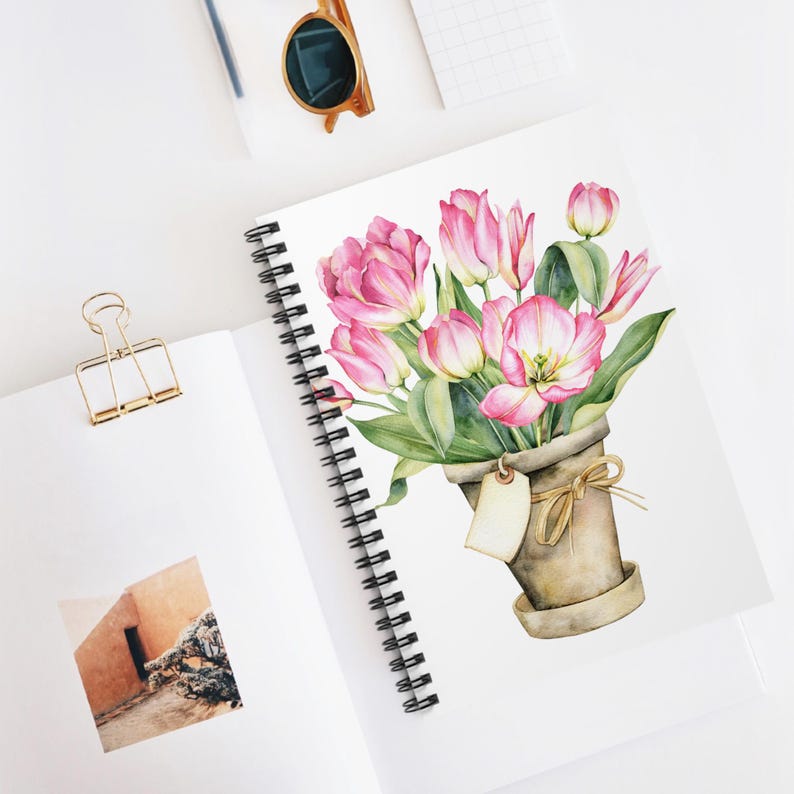 Spring Watercolor Floral Notebook: Coil Bound Botanical Journal Set - Etsy