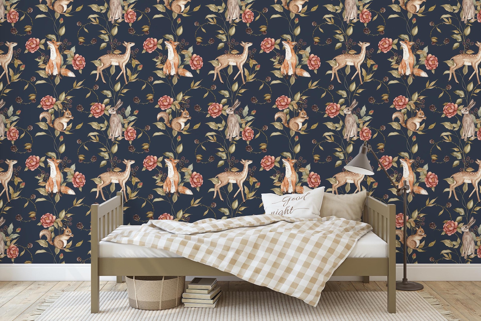 Woodland Animal Wallpaper, Fox Deer Rabbit Squirrel, Forest Wildlife ...