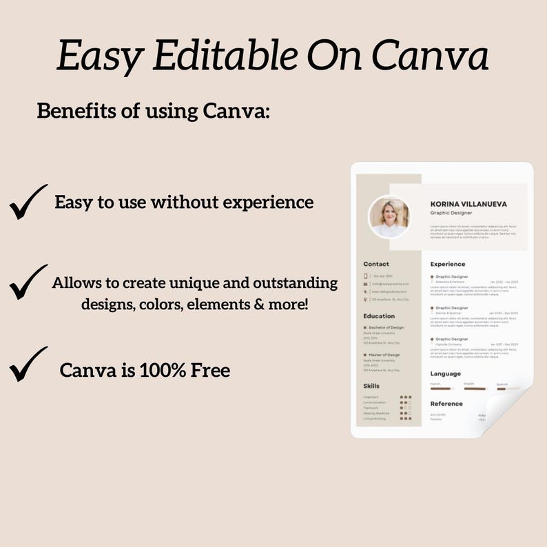 Resume Template Canva Resume Template Bundle ATS Template Cv ...