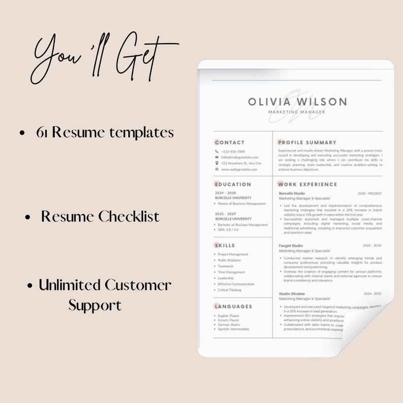 Resume Template Canva Resume Template Bundle ATS Template Cv ...