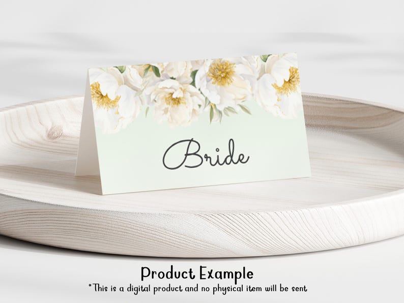 White Peony Wedding Signage Bundle: Mint Green Floral (digital Download ...
