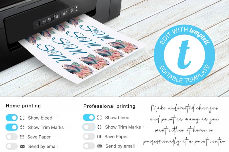 Bright Feather and Flower Wedding Invitation Bundle - 15x Editable ...