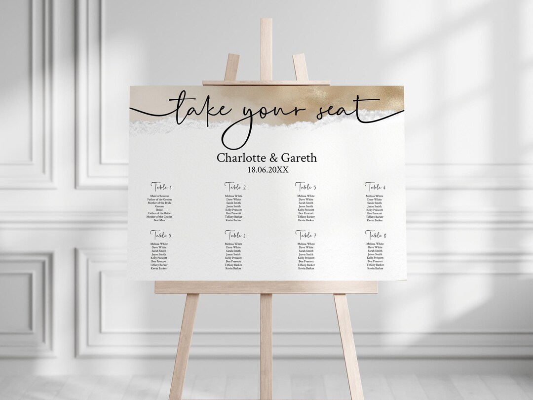Wedding Large Sign Template Bundle in Golden Shimmer Design - 7x ...