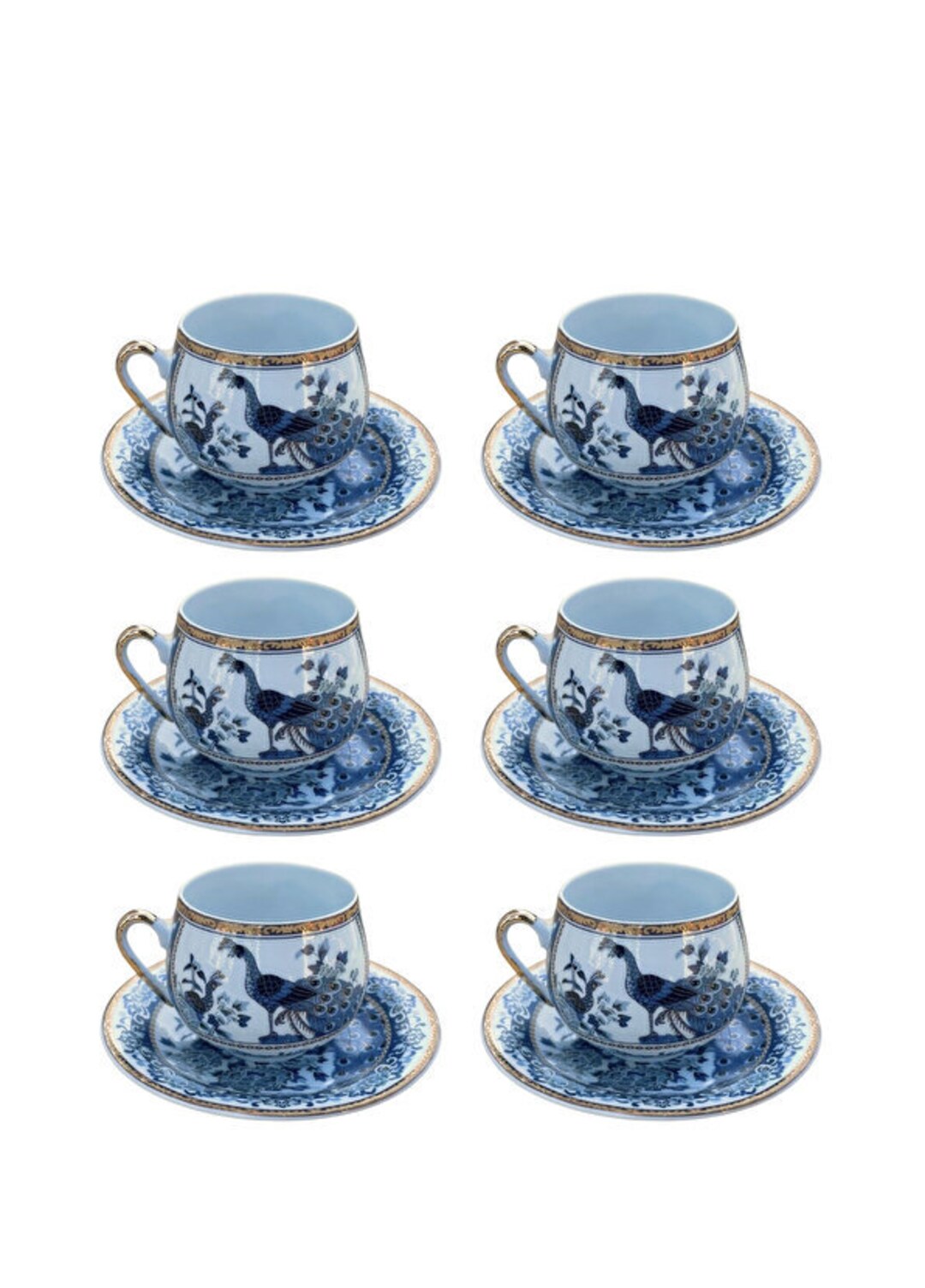 Classic Blue 12 Piece Porcelain Coffee Cup for 6 Persons - Etsy