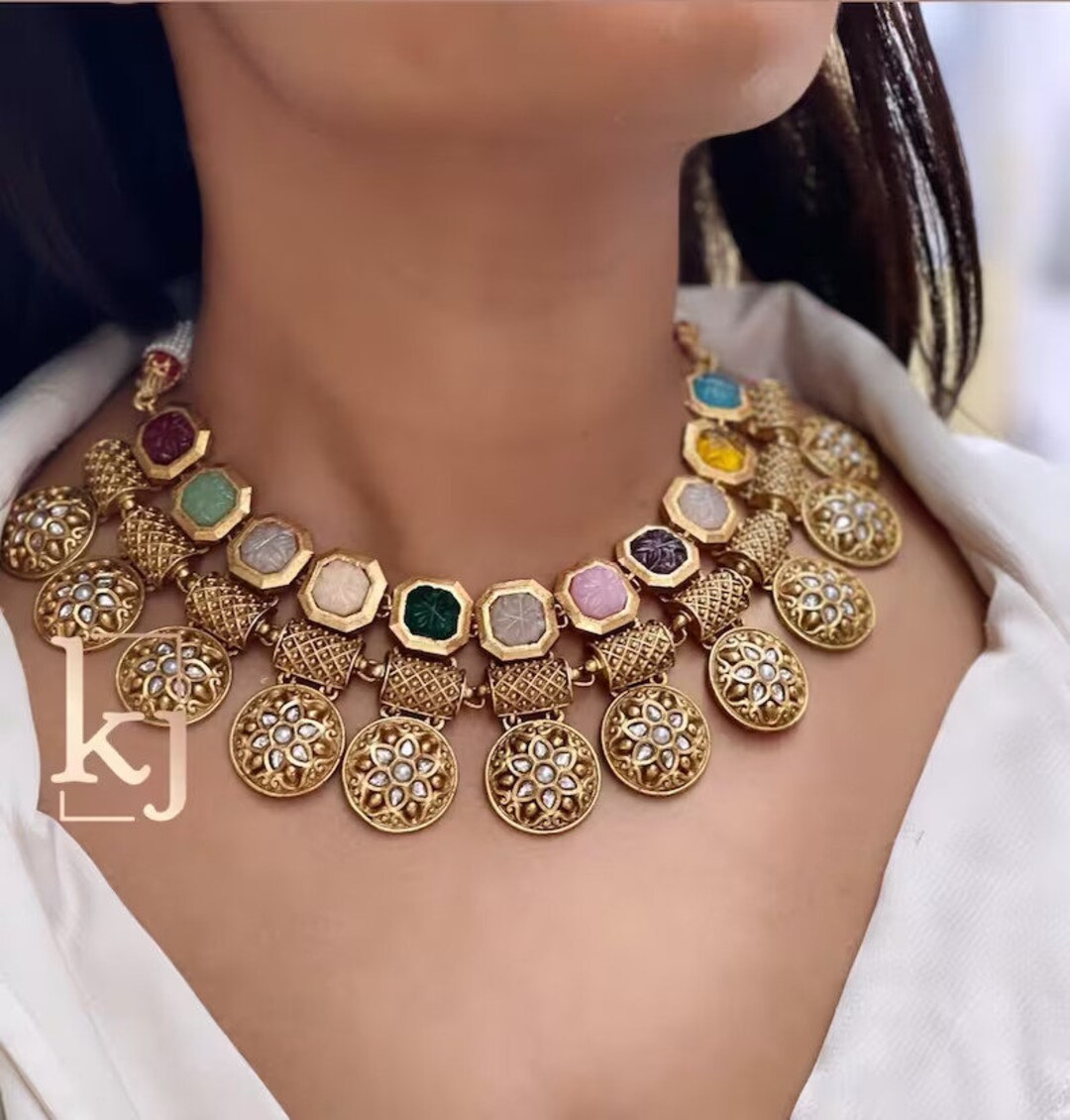 Sabyasachi Inspired Designer Kundan Set, Multi Kundan Neckless, Kundan ...