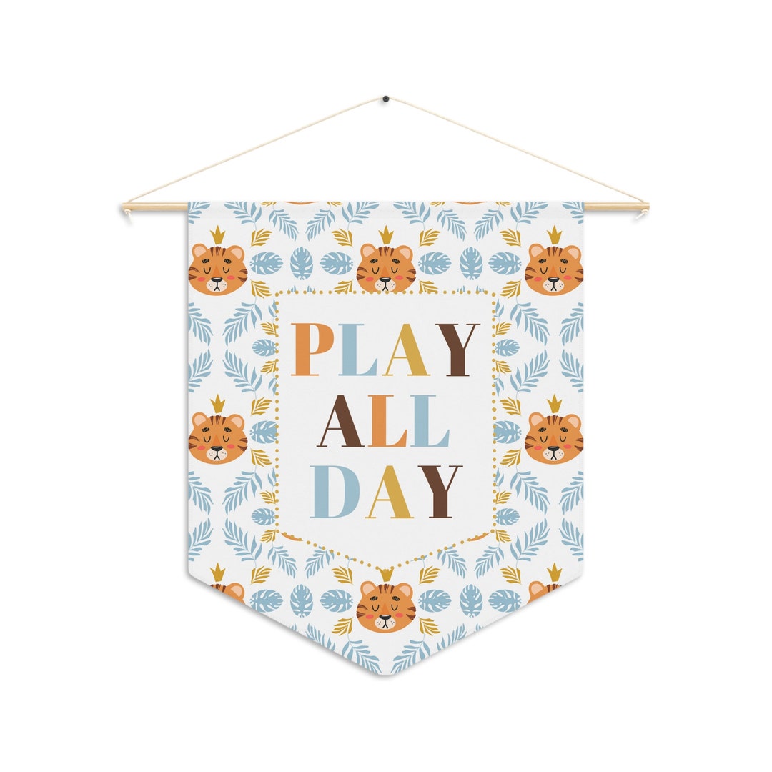 Playroom Banner | PLAY ALL DAY for Kids Play Area | Animal 2 - Etsy