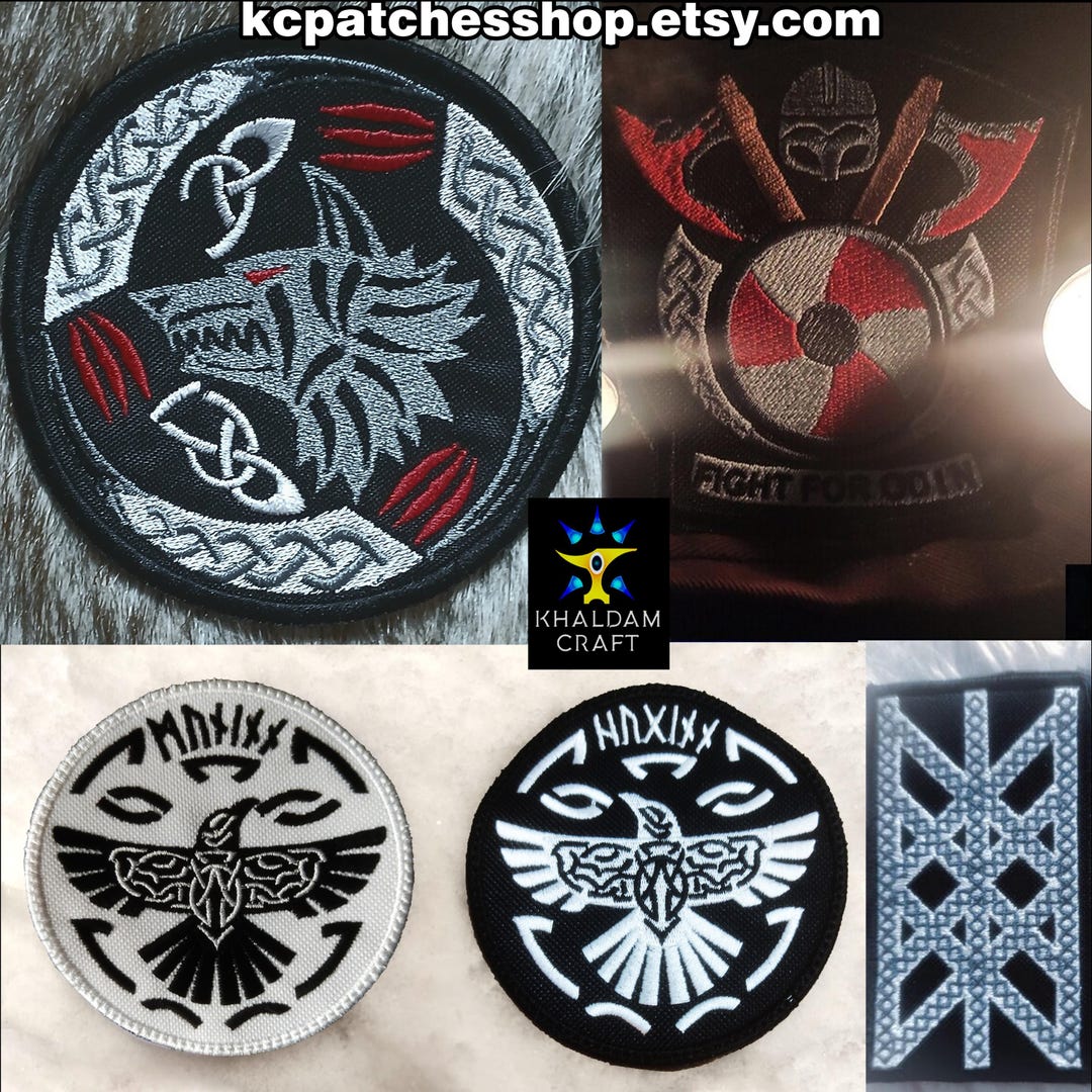 Norse Mythology Patches, Fenrir Wolf, Fight for Odin, Thor Hammer ...