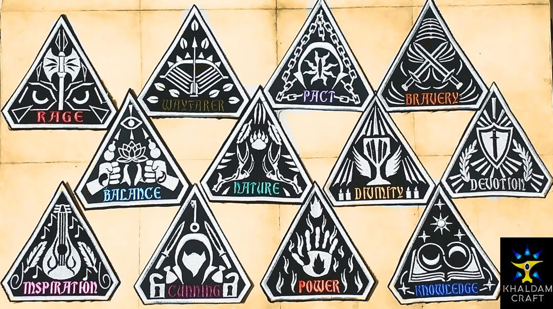 RPG Class Patches, Bard, Wizard, Barbarian, Monk, Sorcerer, Ranger ...