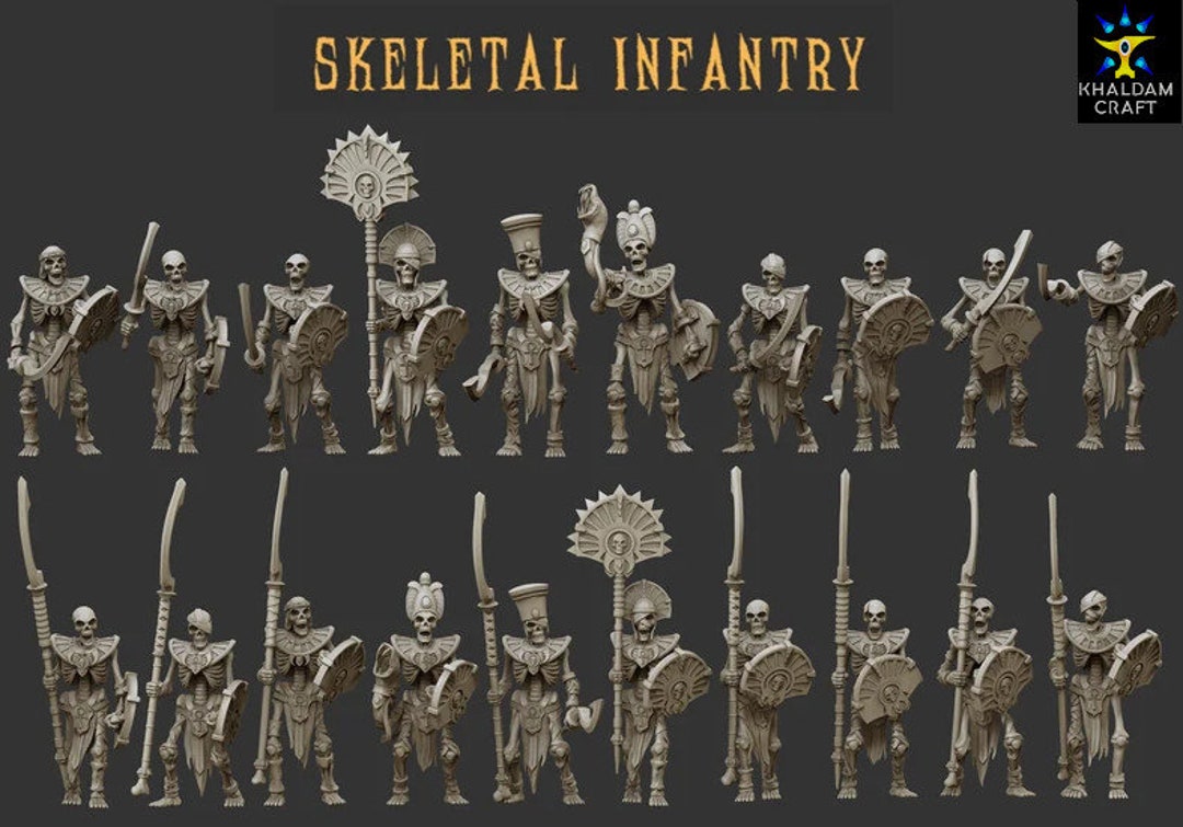 Skeleton LIGHT Infantry Unit, Sword, Khopesh Halberd or Spear, With ...