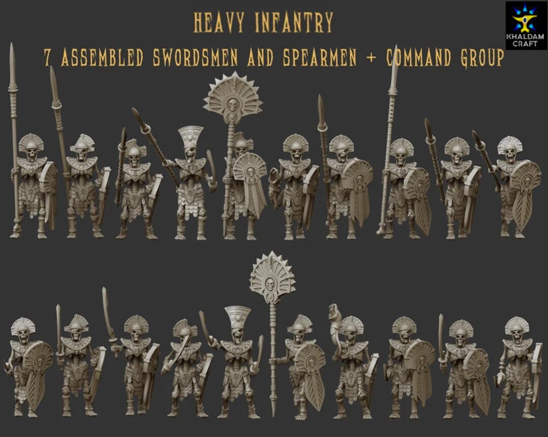 Skeleton HEAVY Infantry Unit, Sword, Khopesh Halberd or Spear, With ...