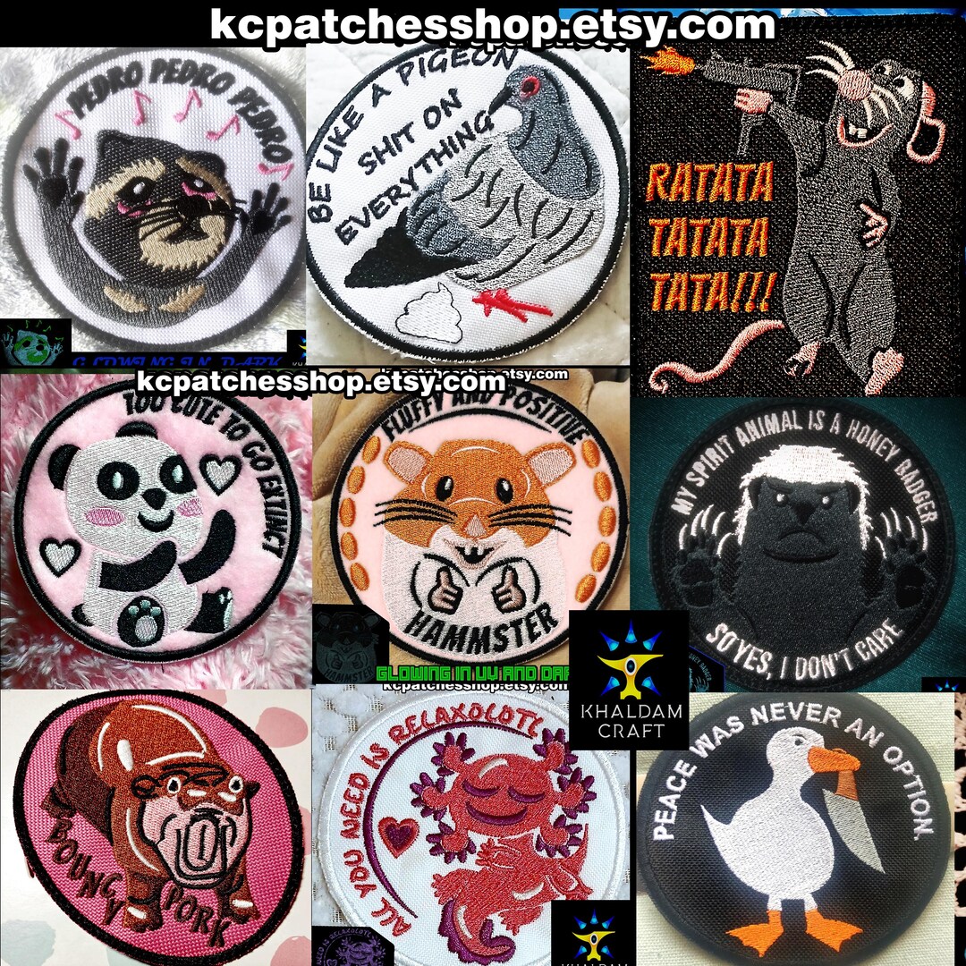 Animal Gang Patches, Ratata, Rat, Honey Badger, Just Trash, Racoon, Pigeon, Opossum, Goose ...