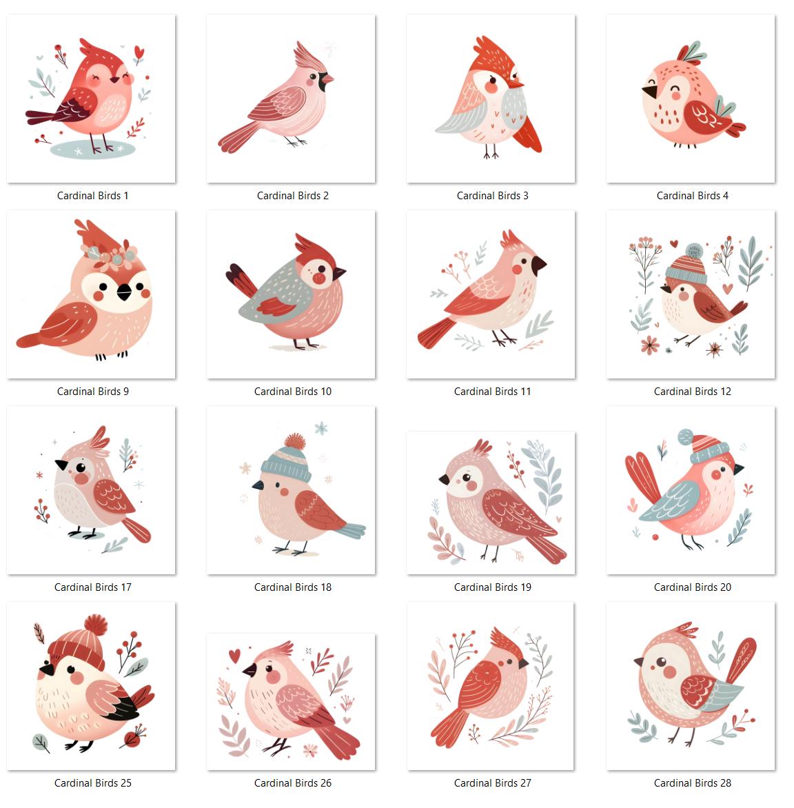 Cardinal Birds Clipart Cardinal PNG Scandinavian Cute Cardinals Animals ...
