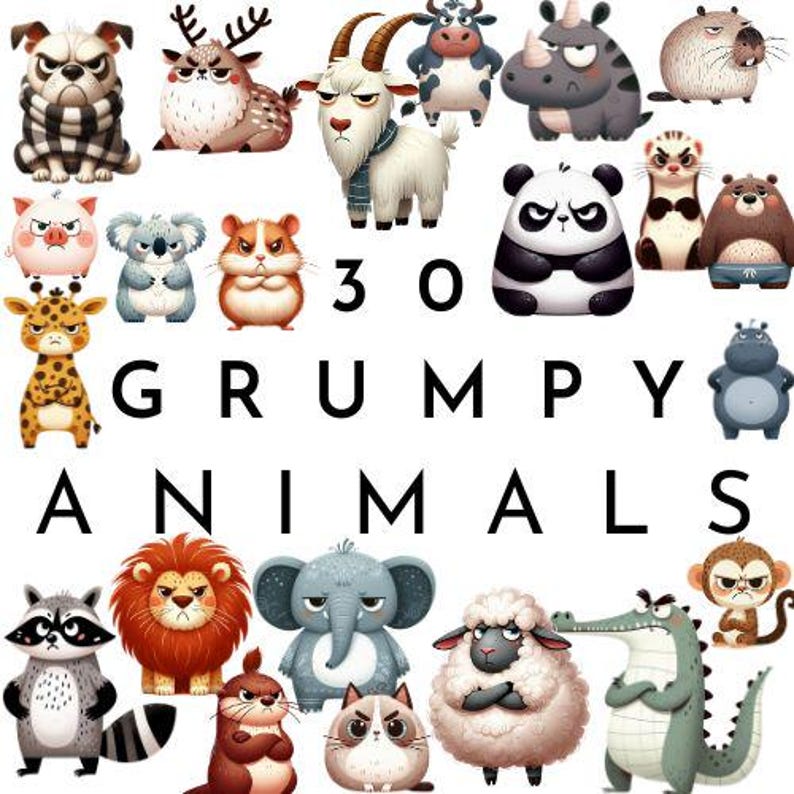 Grumpy Animals Clipart Funny Animals PNG Funny Animal Cute PNG Animals ...