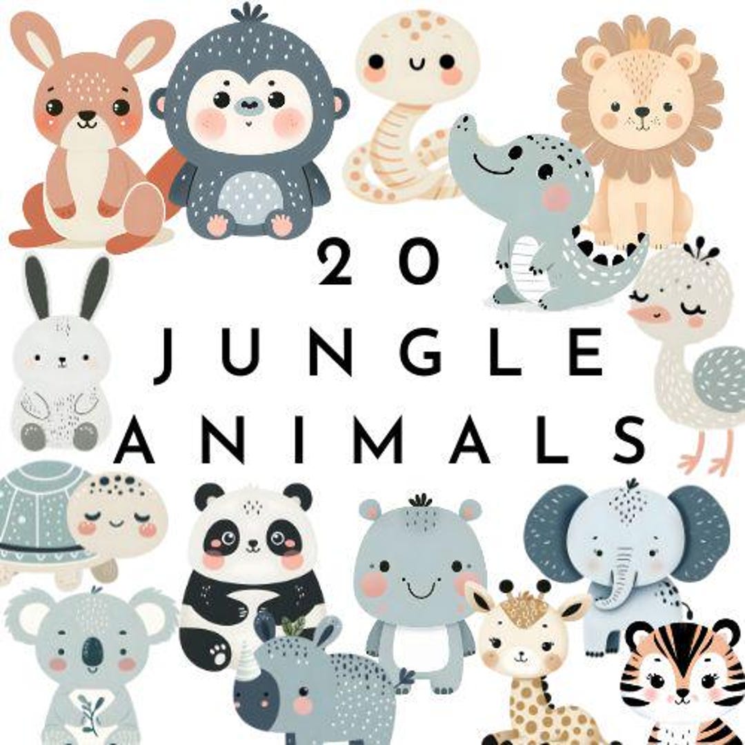 Jungle Animal PNG | Jungle Animals Clipart | Boho Baby Animal Cute PNG ...