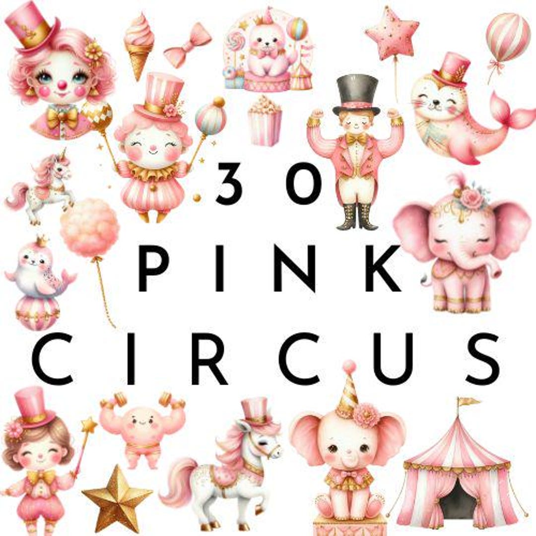 Pink Circus Clipart Circus Elements PNG Circus Animals PNG Circus Party ...