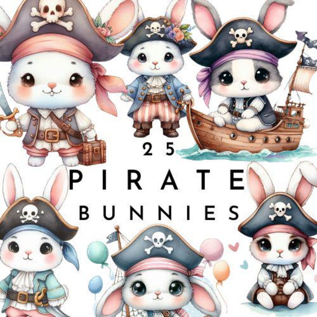 Cute Pirate Bunnies Clipart | Pirates PNG Clipart | Pirate ...