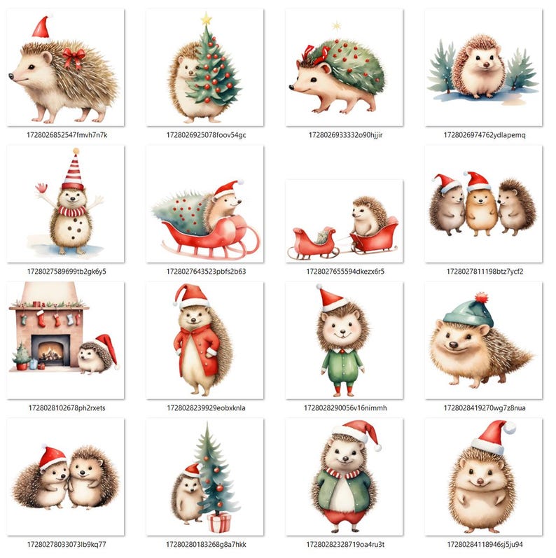 Christmas Hedgehog Clipart | Cute Xmas Hedgehogs PNG | Hedgehog Clipart ...