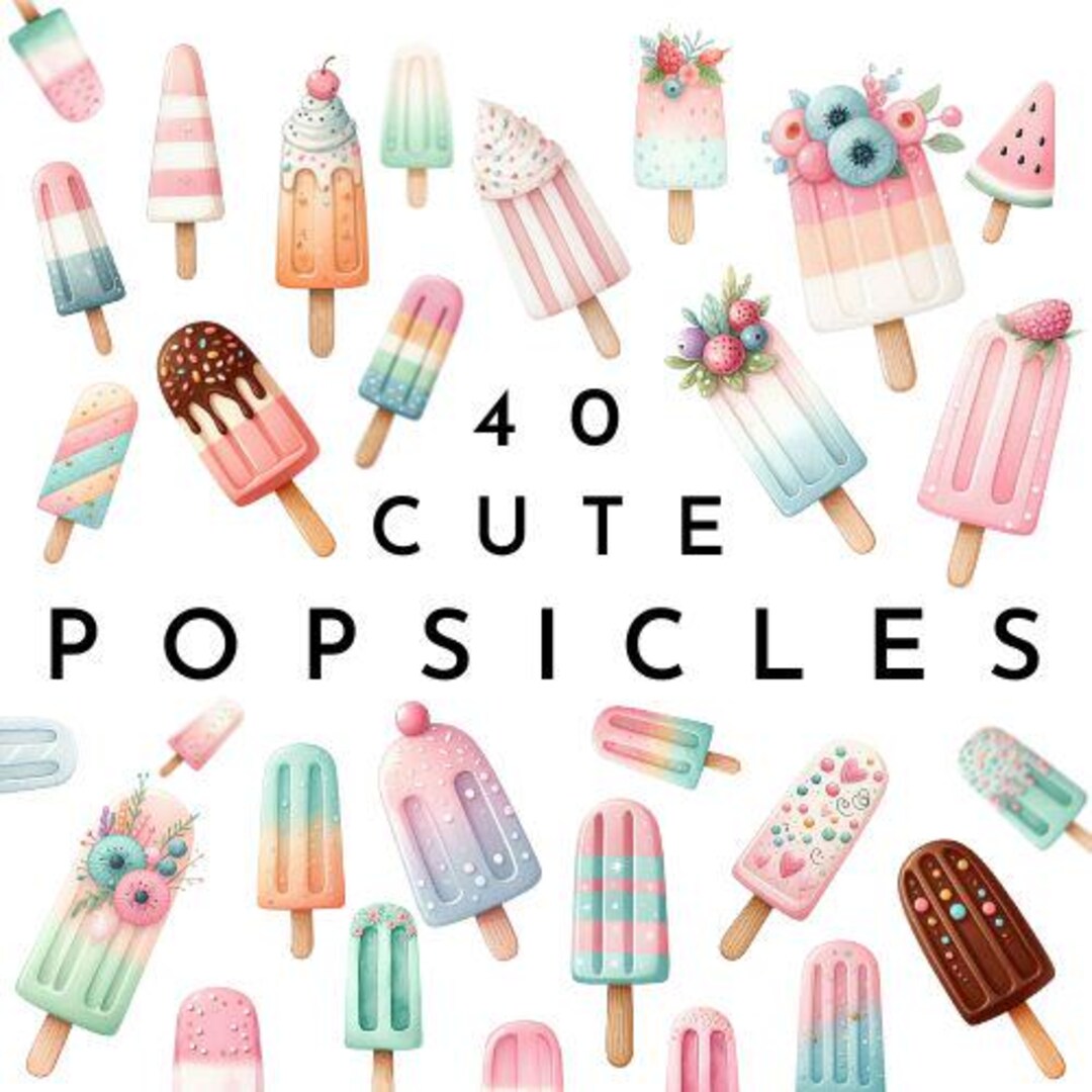 Cute Popsicles Clipart Icecream PNG Summer Graphics Ice Pop Design Cute ...