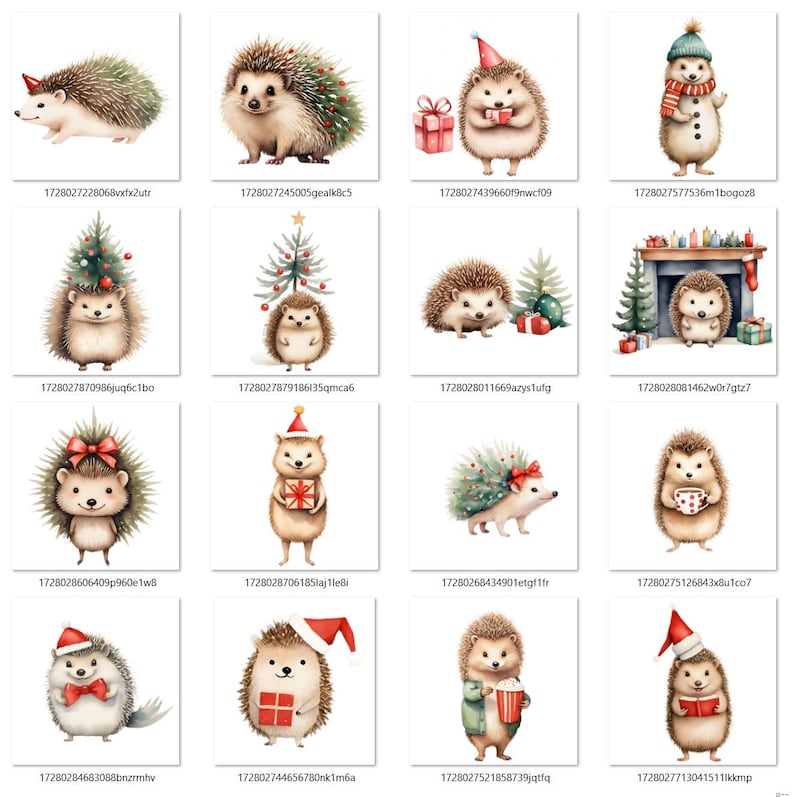 Christmas Hedgehog Clipart Cute Xmas Hedgehogs PNG Hedgehog Clipart ...