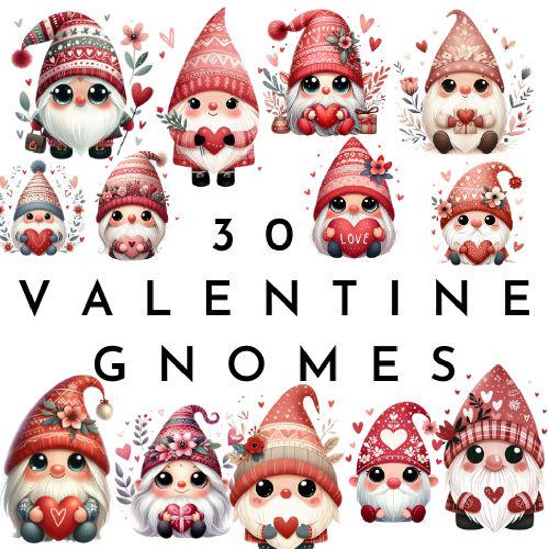 Valentine Gnomes Clipart | Cute Gnomes PNG | Love Clipart | Gnomes Love ...