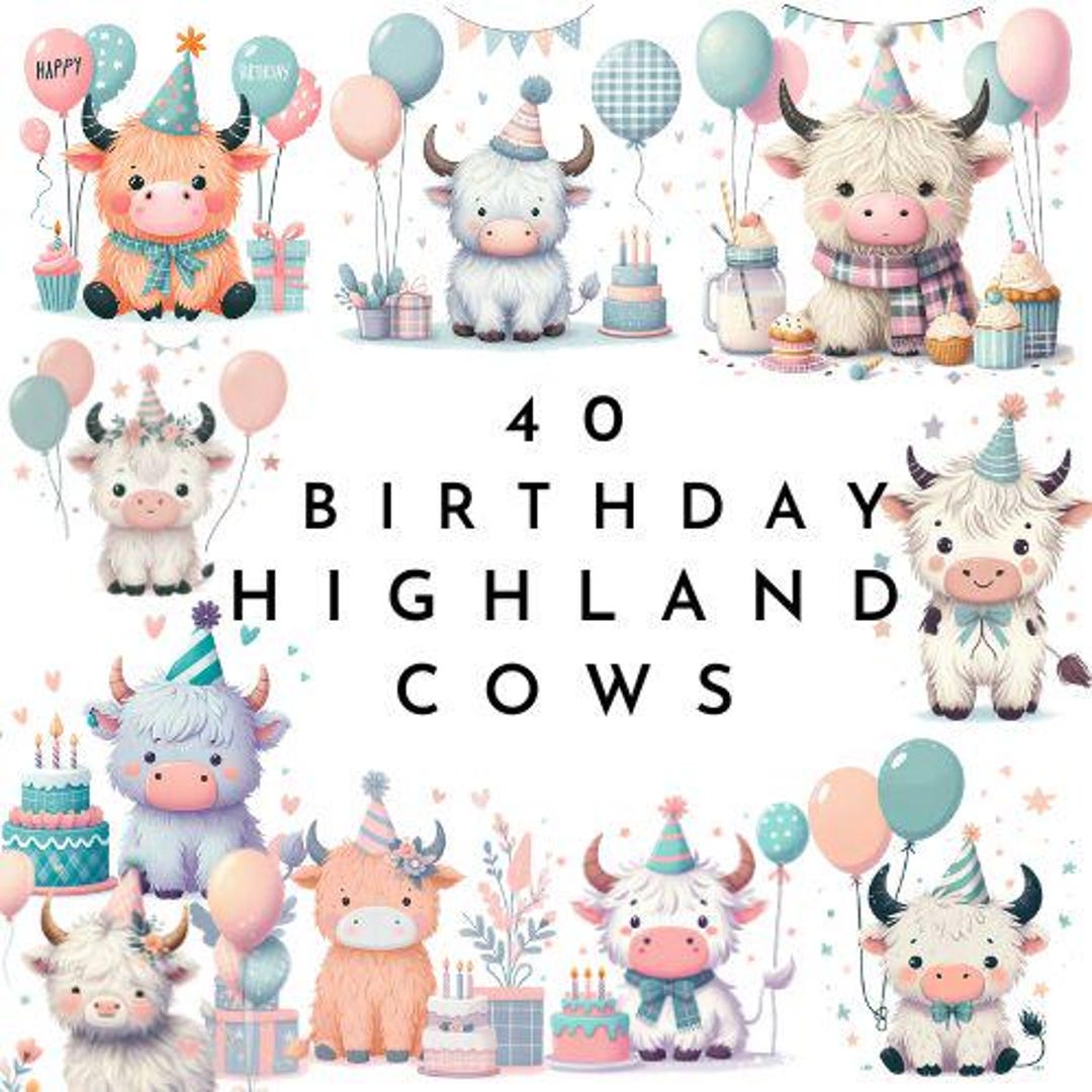 Birthday Highland Cow Clipart Happy Birthday Highland Cow PNG Highland ...