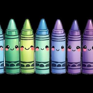 Cute Crayon Clipart Back to School PNG Cute Crayons Illustrations ...