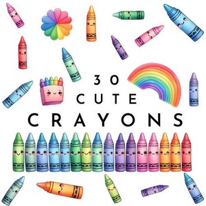 Cute Crayon Clipart Back to School PNG Cute Crayons Illustrations ...