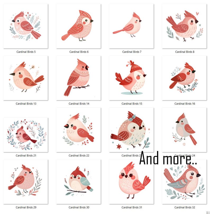 Cardinal Birds Clipart Cardinal PNG Scandinavian Cute Cardinals Animals ...