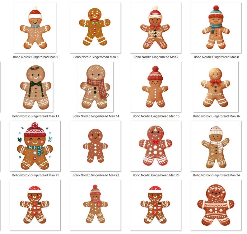 Boho Gingerbread Man Clipart | Gingerbread PNG | Gingerbread Christmas ...