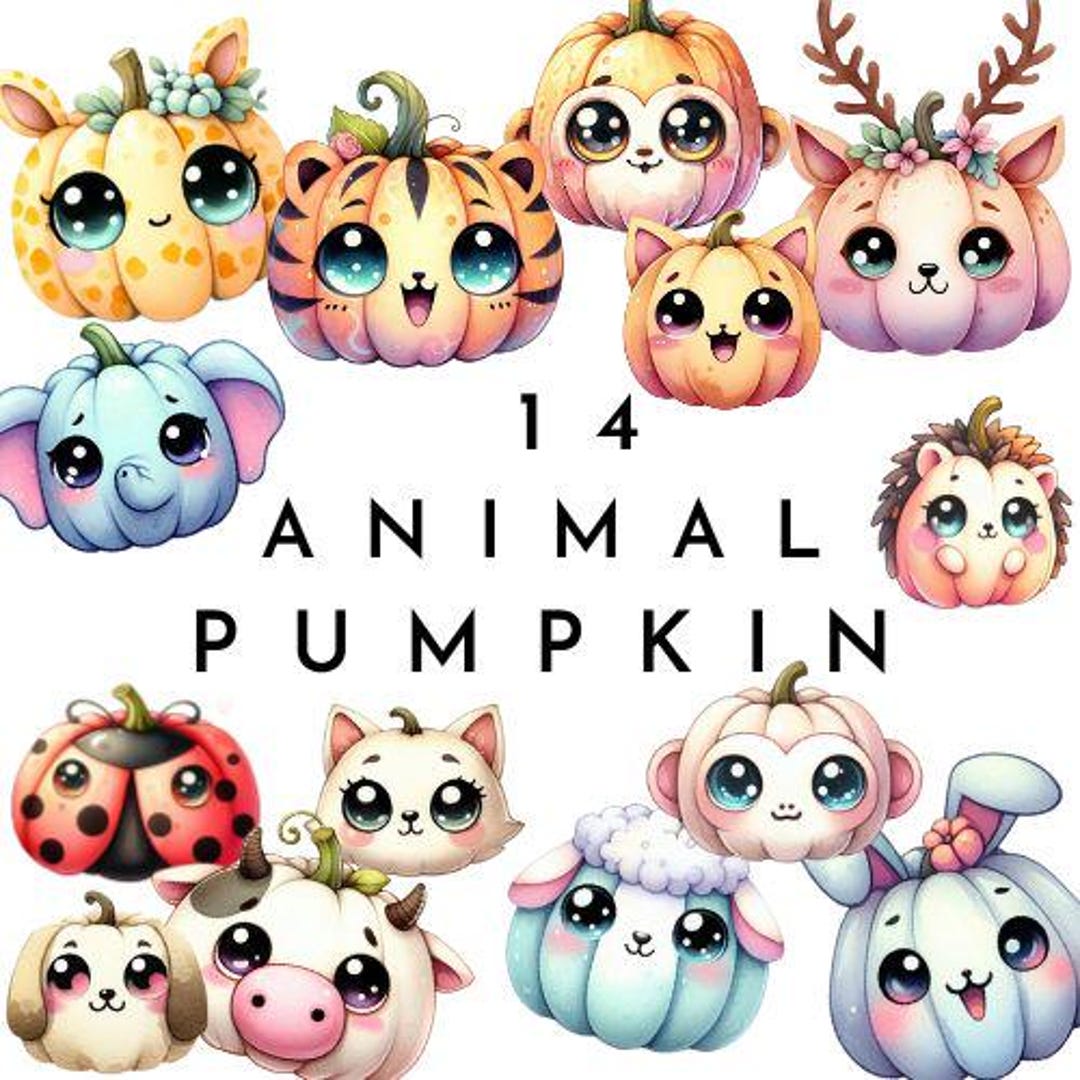 Animal Pumpkins Clipart Pumpkins PNG Cute Pumpkin Design Halloween and ...
