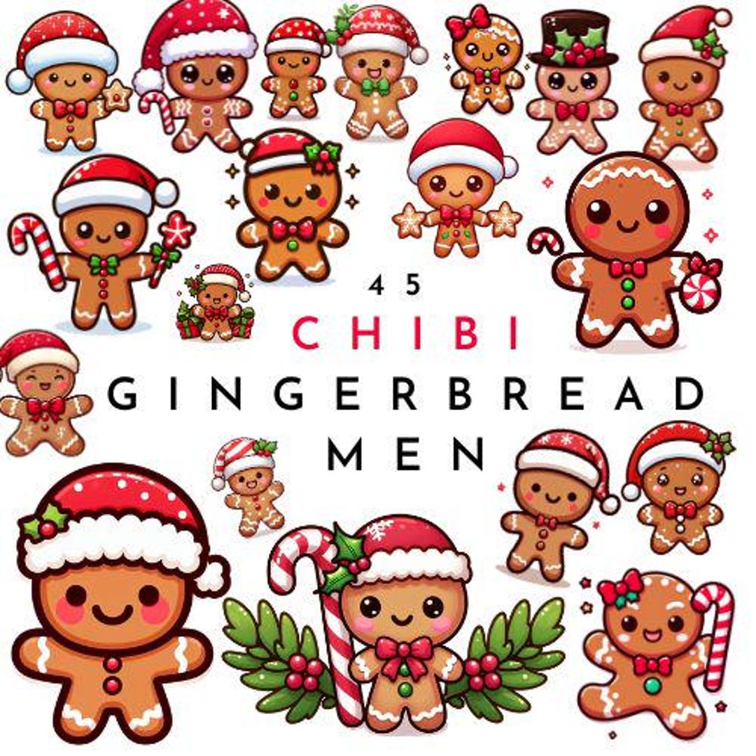 Chibi Gingerbread Man Clipart | Gingerbread PNG | Gingerbread Christmas ...