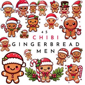 Chibi Gingerbread Man Clipart | Gingerbread PNG | Gingerbread Christmas ...