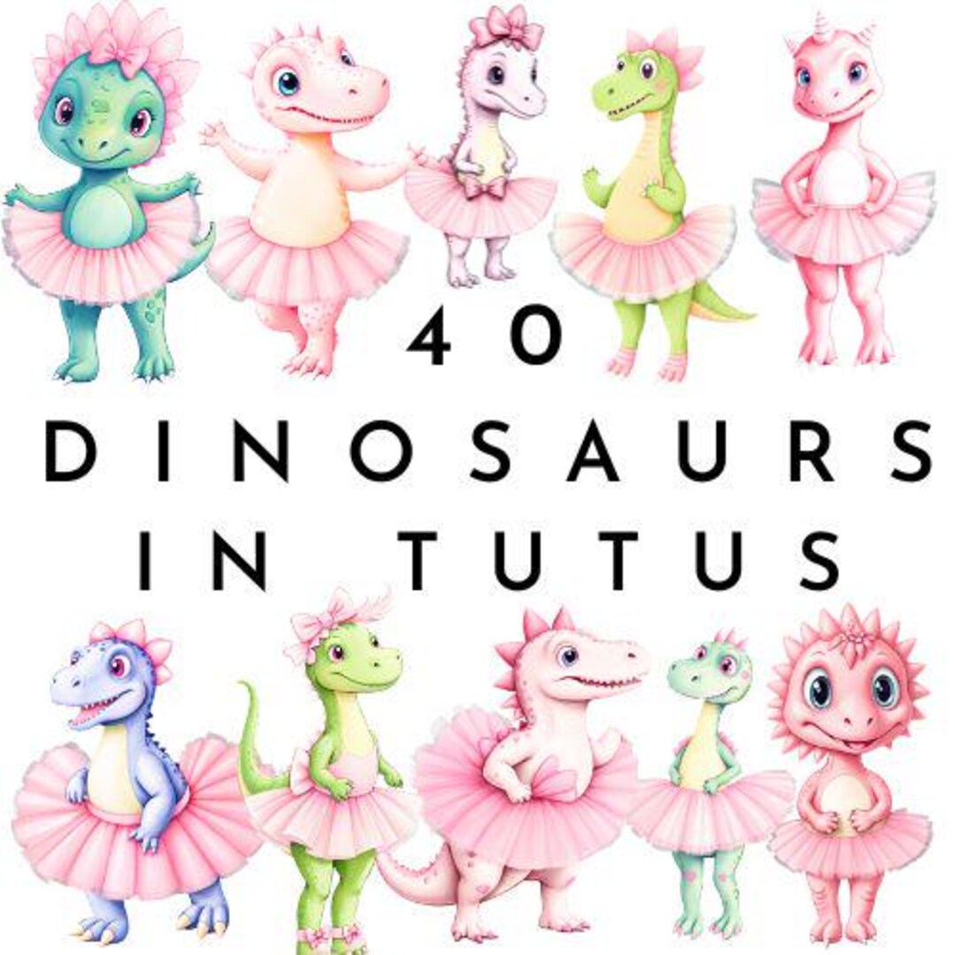 Dinosaur in Tutu Clipart | Cute Ballerina Dinosaur PNG | Dinosaurs in ...