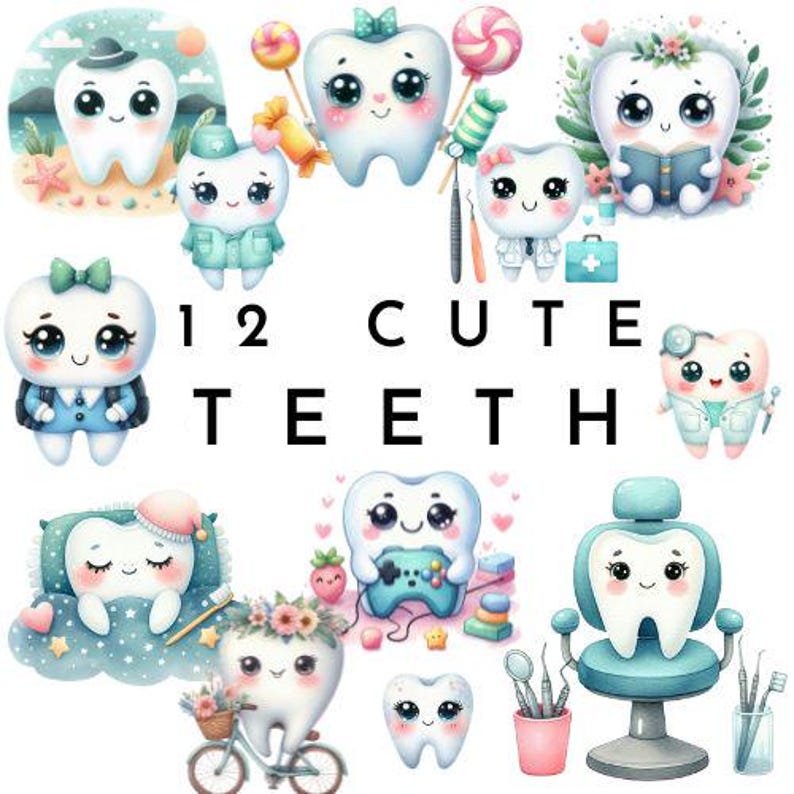Teeth Clipart | Tooth PNG | Dental Clipart | Dentist Illustrations ...