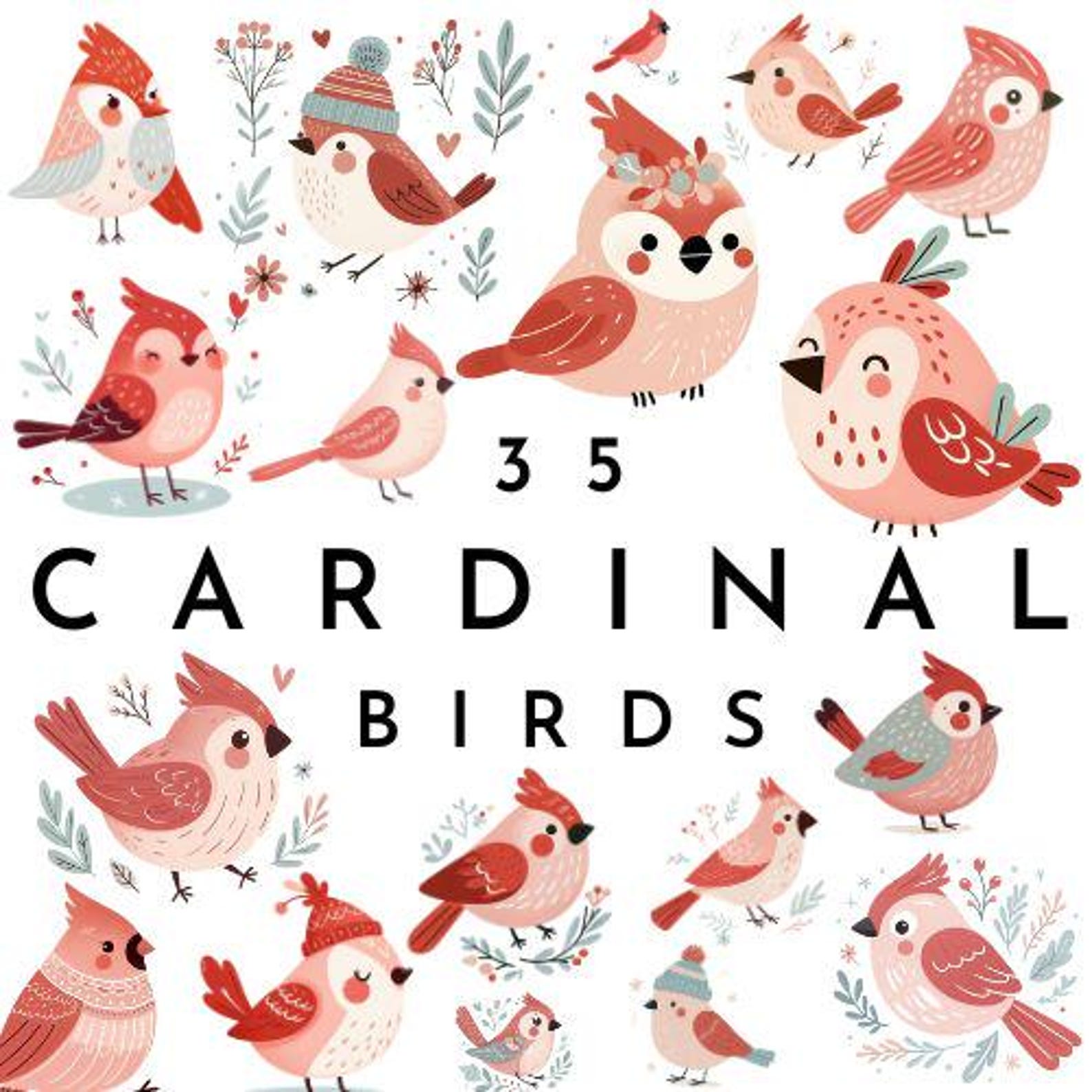 Cardinal Birds Clipart Cardinal PNG Scandinavian Cute Cardinals Animals ...