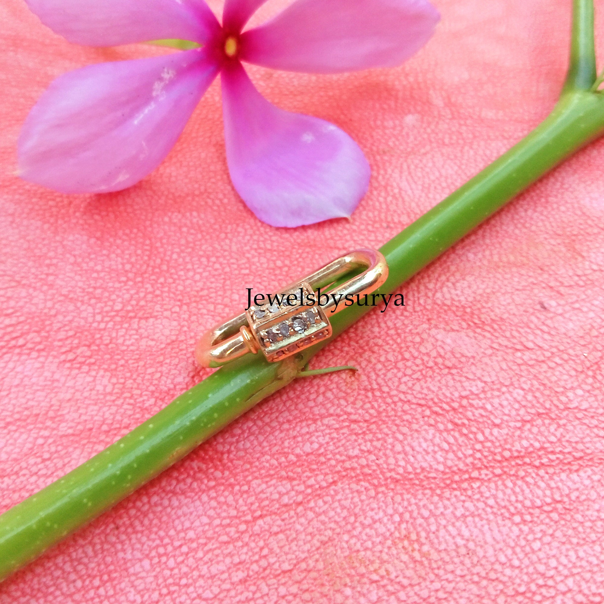 Pave Diamond Jewelry, 14k Yellow Gold Vermeil Finding Lock, Carabiner ...