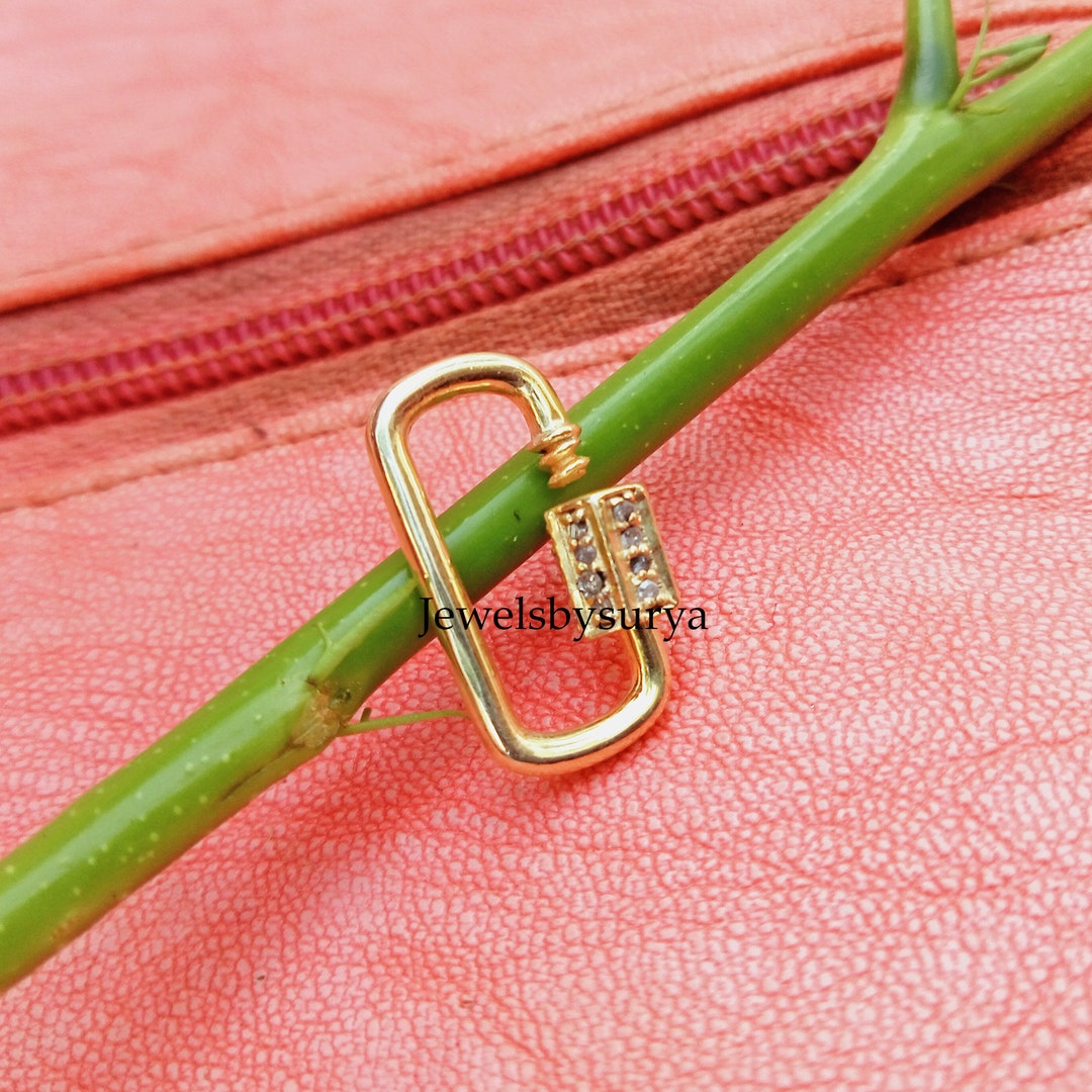Pave Diamond Jewelry, 14k Yellow Gold Vermeil Finding Lock, Carabiner ...